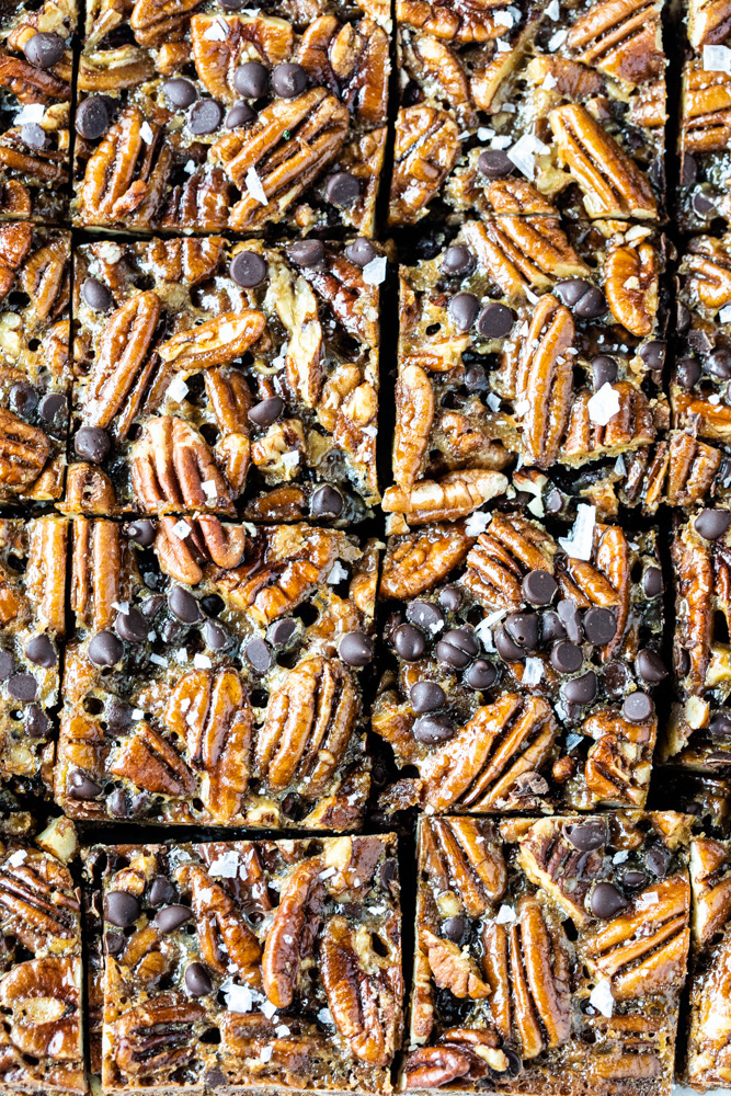 Chocolate Pecan Pie Bars (gluten free + grain free) - Savory Lotus